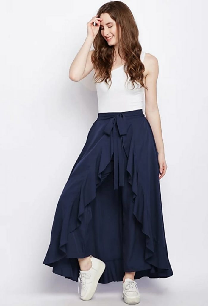 Palazzo Overlay Pants in Navy - Rsm Silks Online
