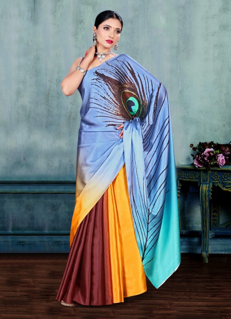 Japanese Satin Ombre Multi Saree - Rsm Silks Online