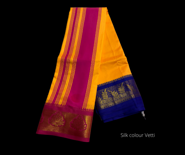 Silk Coloured Vetti in Tangerine - Rsm Silks Online
