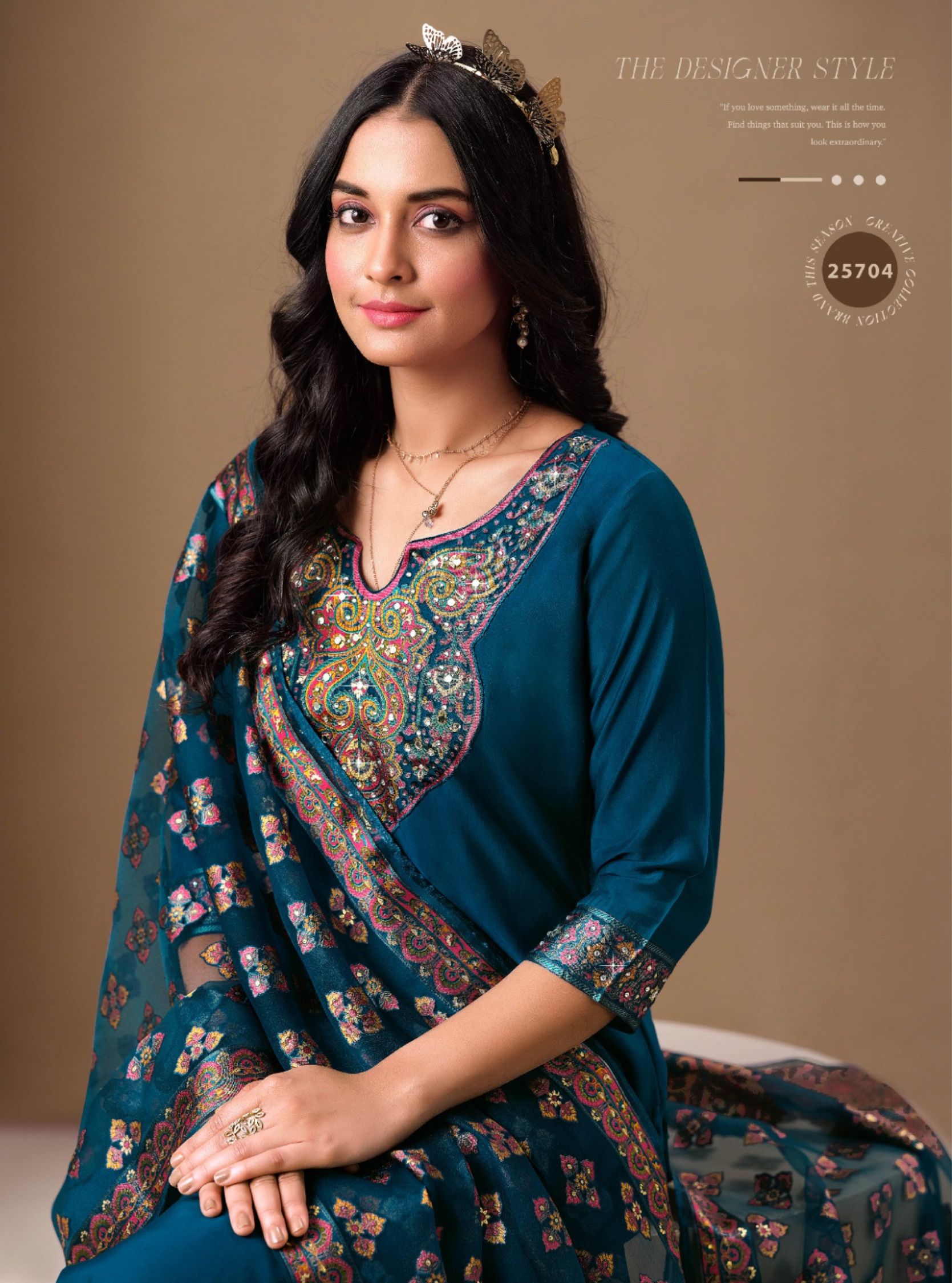 Embroidered Roman Silk Salwar Set - Rsm Silks Online