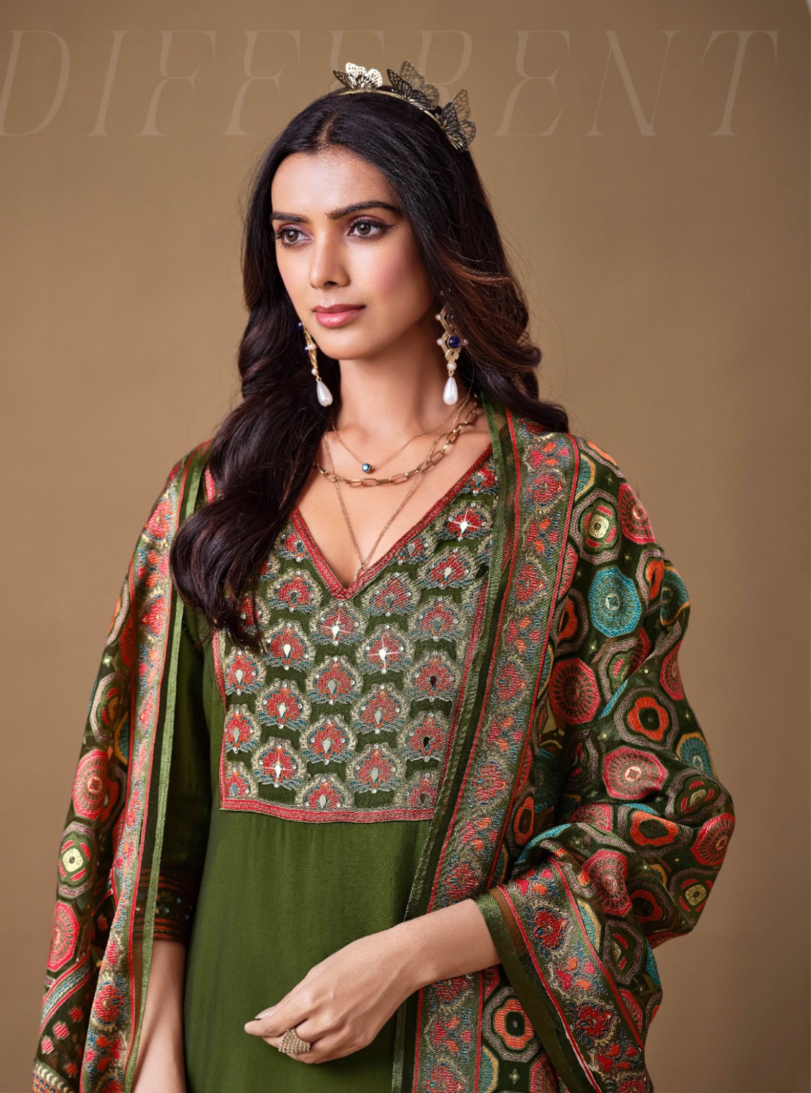 Embroidered Roman Silk Salwar Set - Rsm Silks Online